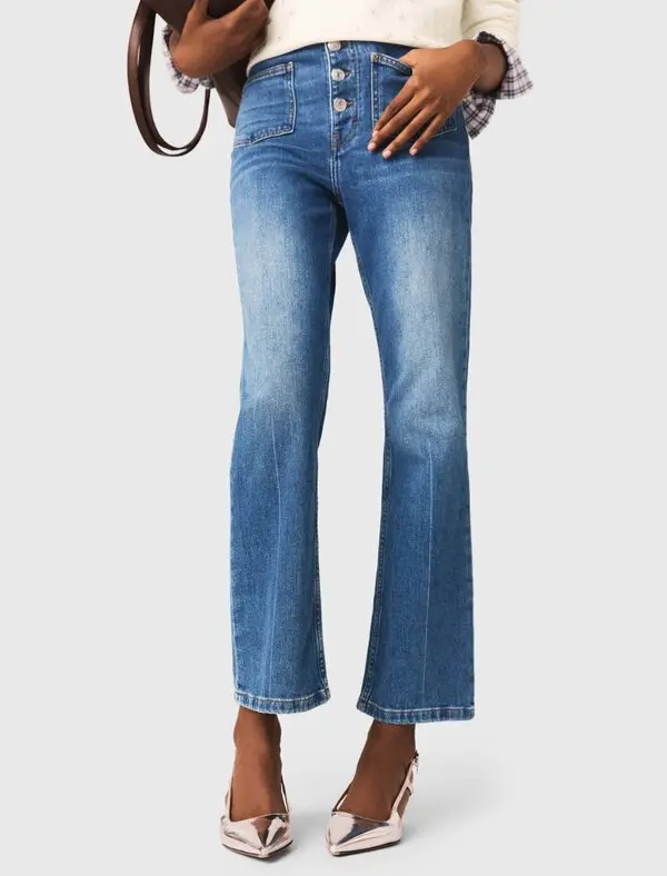 Maje Straight-cut Flare Jeans With Clover Detail