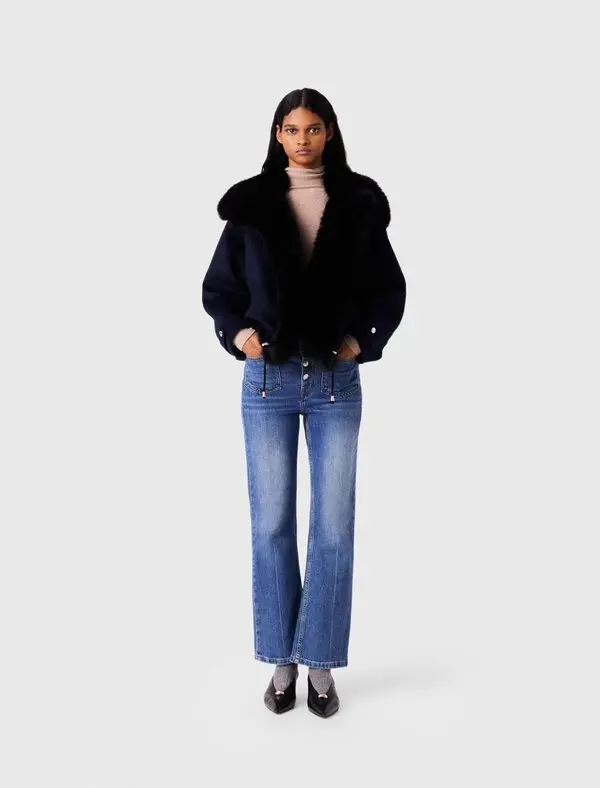 Maje Straight-cut Flare Jeans With Clover Detail