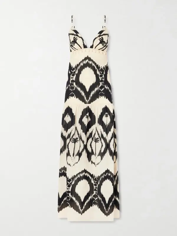 Johanna Ortiz Zea Palm Printed Cotton-poplin Maxi Dress - Neutrals