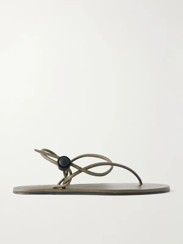 JAMIE HALLER String Theory" Leather Thong Sandals - Green