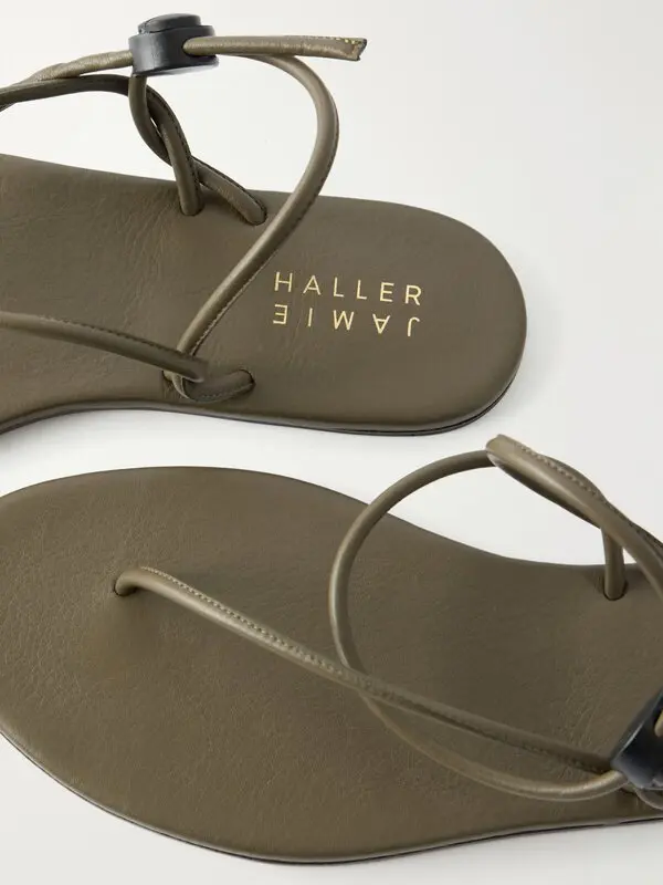 JAMIE HALLER String Theory" Leather Thong Sandals - Green