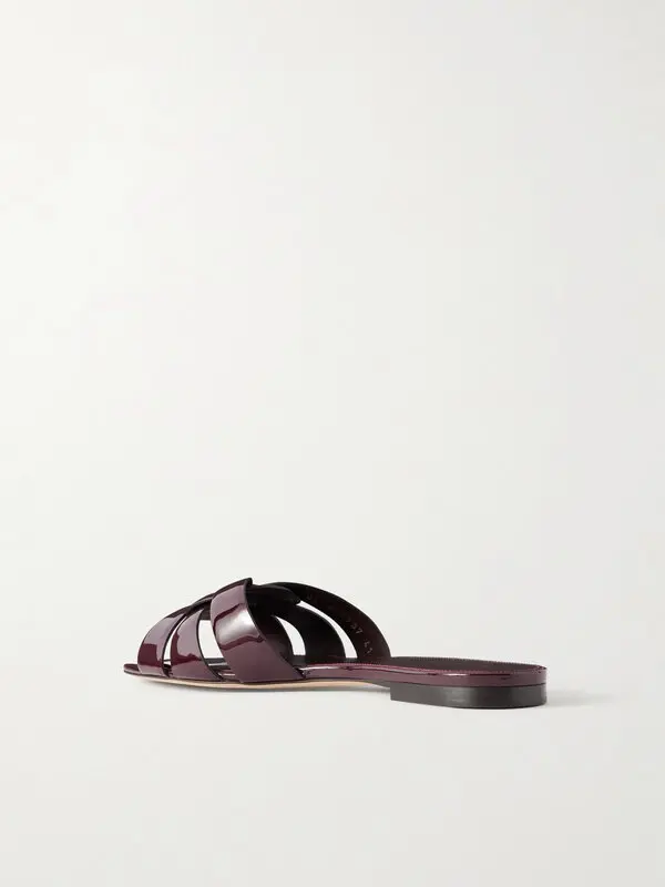 Saint Laurent Tribute Woven Leather Sandals - Burgundy
