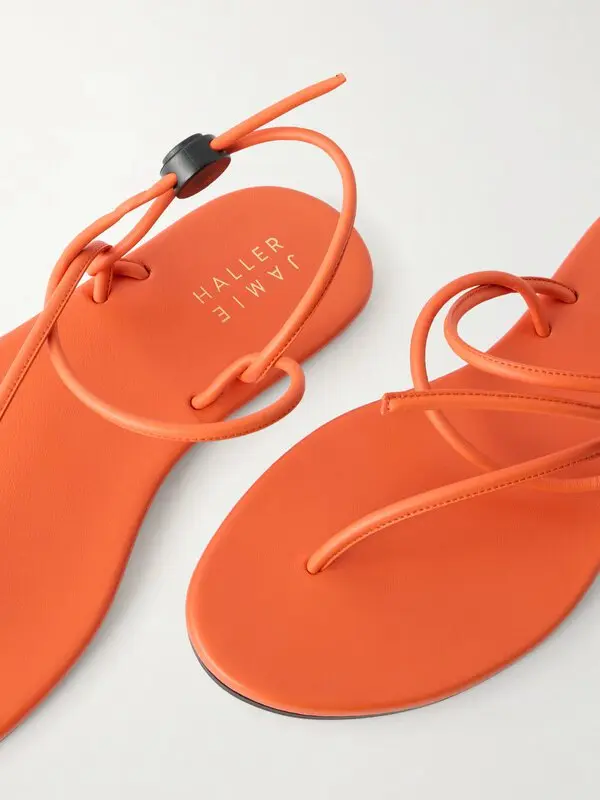 JAMIE HALLER String Theory Leather Thong Sandals - Orange