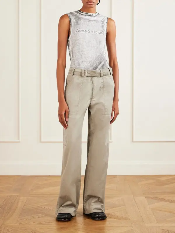 Acne Studios Belted Cotton-blend Gabardine Wide-leg Pants