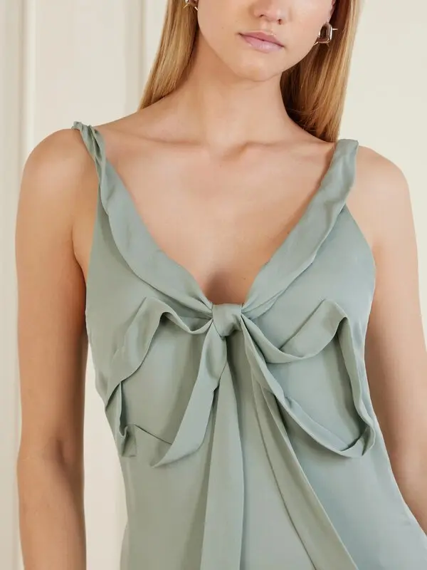 Acne Studios Dowla Silk Crepe De Chine Midi Dress With Oversized Bow Detail