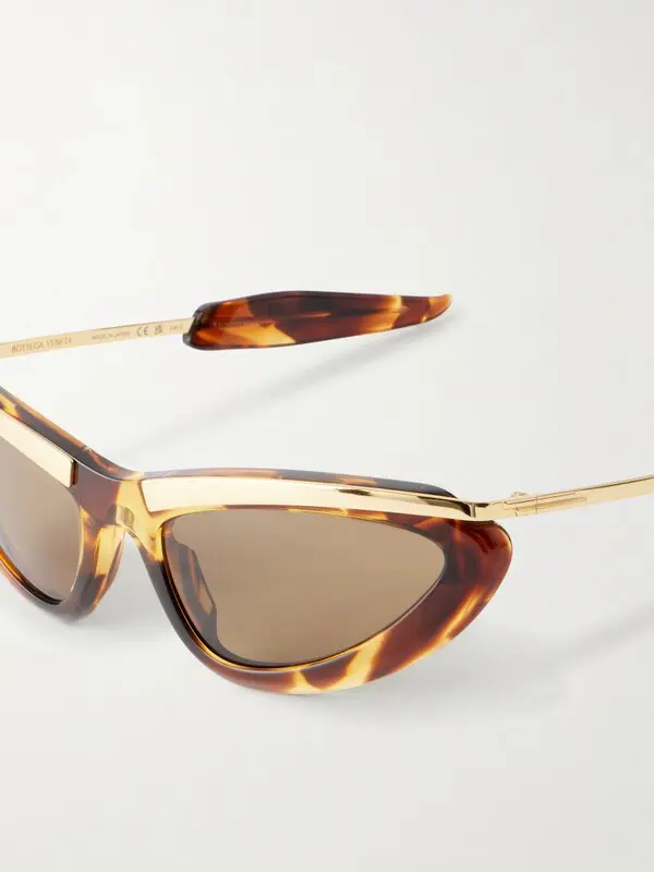 Bottega Veneta Cat-eye Gold-tone And Acetate Sunglasses - Tortoiseshell