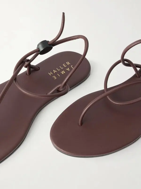 JAMIE HALLER String Theory Leather Thong Sandals - Brown