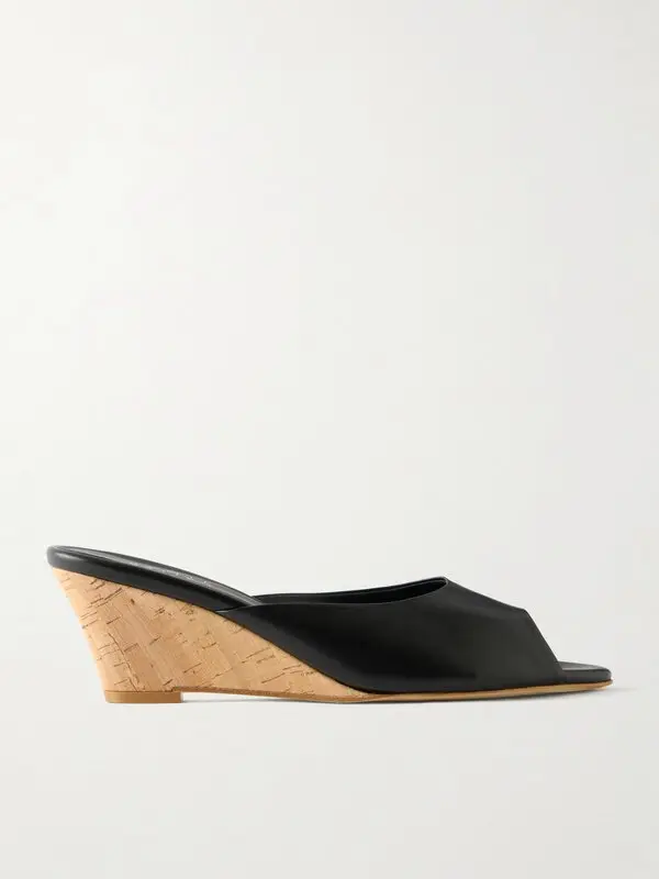 JAMIE HALLER Leather Platform Wedge Sandals - Black
