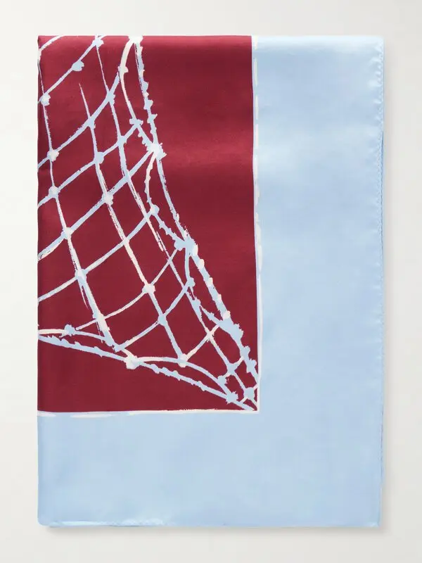 Altuzarra Fishnet Printed Silk-twill Scarf - Blue