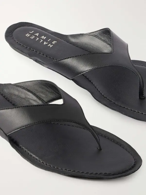 JAMIE HALLER The San Diego Leather Thong Sandals - Black