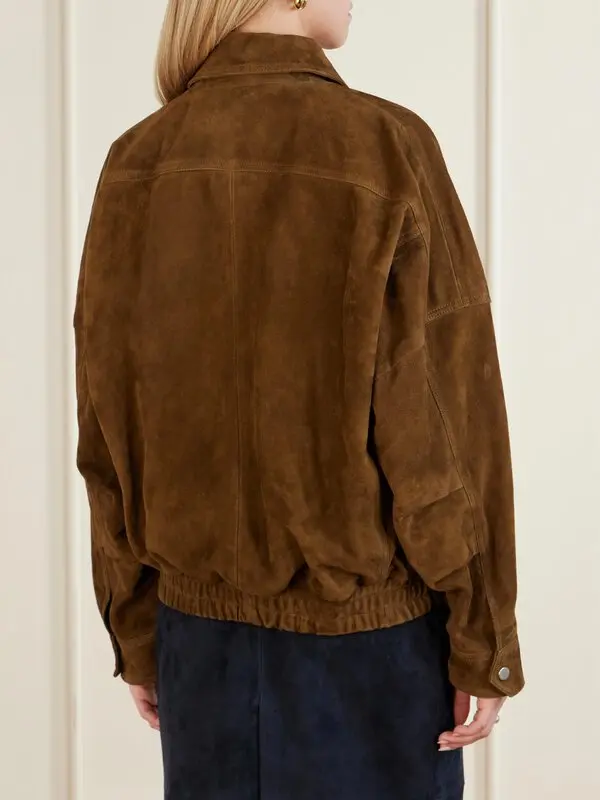 Nour Hammour Dalma Suede Bomber Jacket - Brown