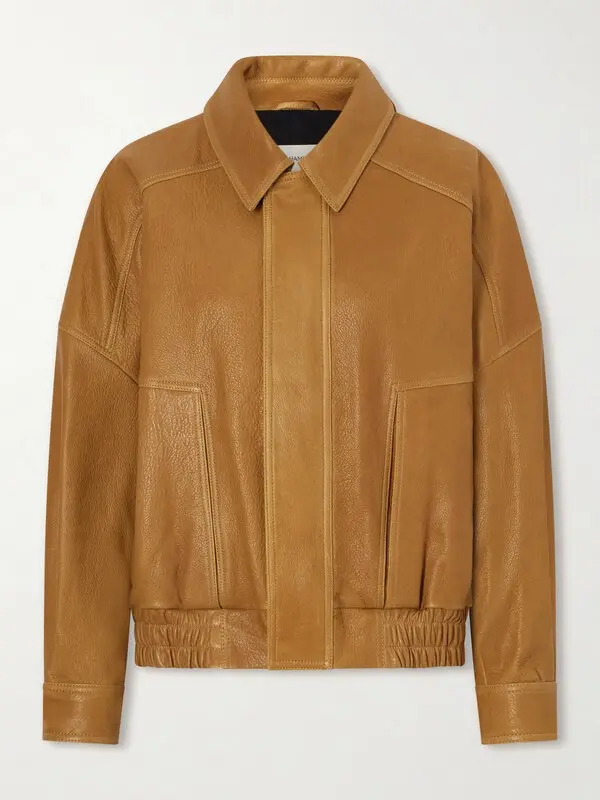 Nour Hammour Dalma Leather Jacket - Yellow