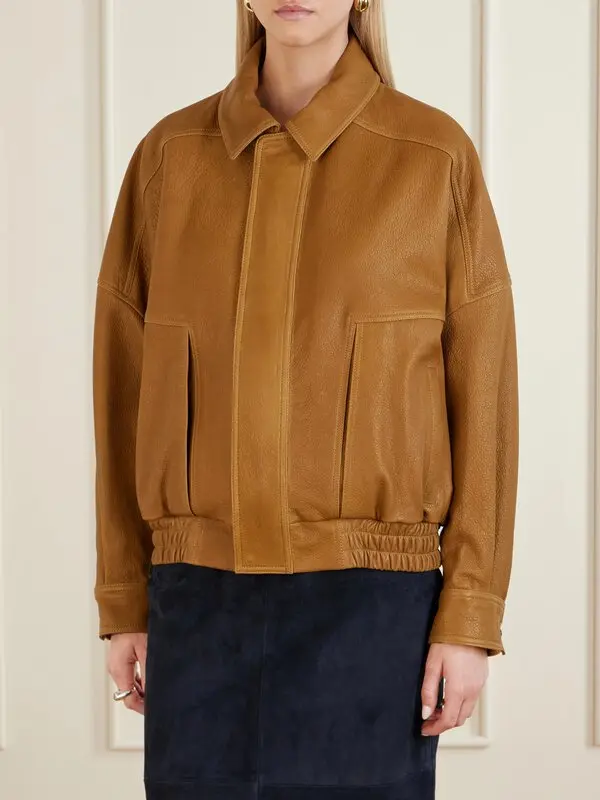 Nour Hammour Dalma Leather Jacket - Yellow