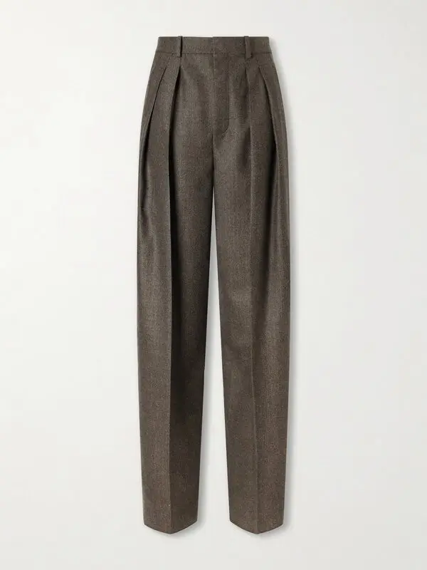Saint Laurent Wool Blend Straight-leg Pants - Brown