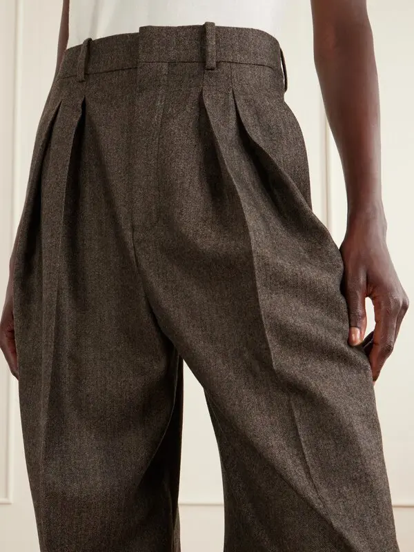 Saint Laurent Wool Blend Straight-leg Pants - Brown