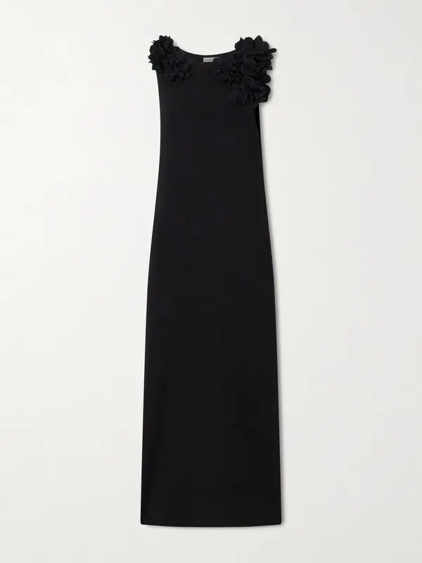 Altuzarra Floral Appliquéd Jersey Maxi Dress - Black