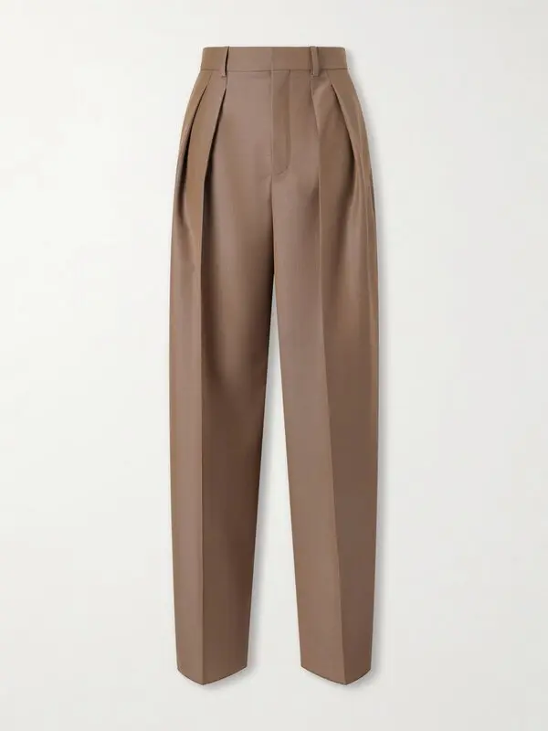 Saint Laurent Wool-blend Tailored Trousers - Brown