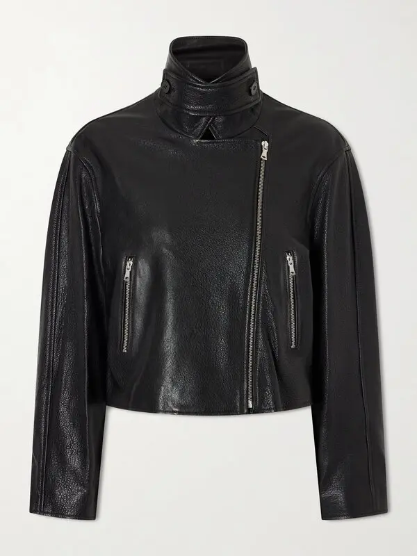 Nour Hammour Varda Full-grain Leather Biker Jacket