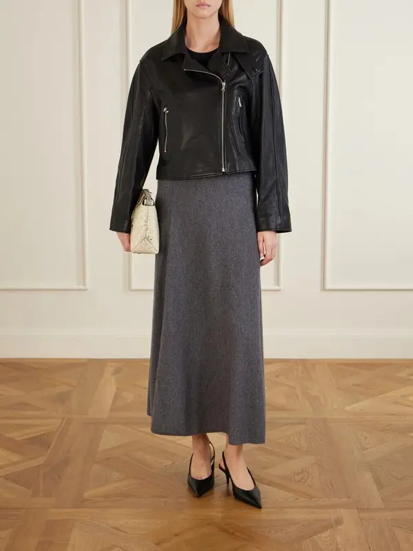 Nour Hammour Varda Full-grain Leather Biker Jacket