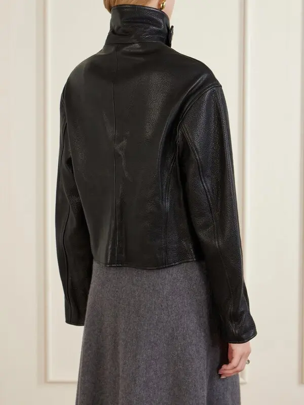 Nour Hammour Varda Full-grain Leather Biker Jacket