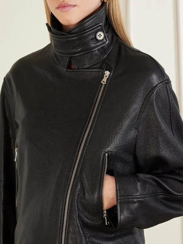 Nour Hammour Varda Full-grain Leather Biker Jacket