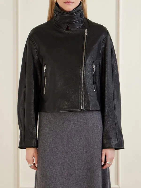 Nour Hammour Varda Full-grain Leather Biker Jacket