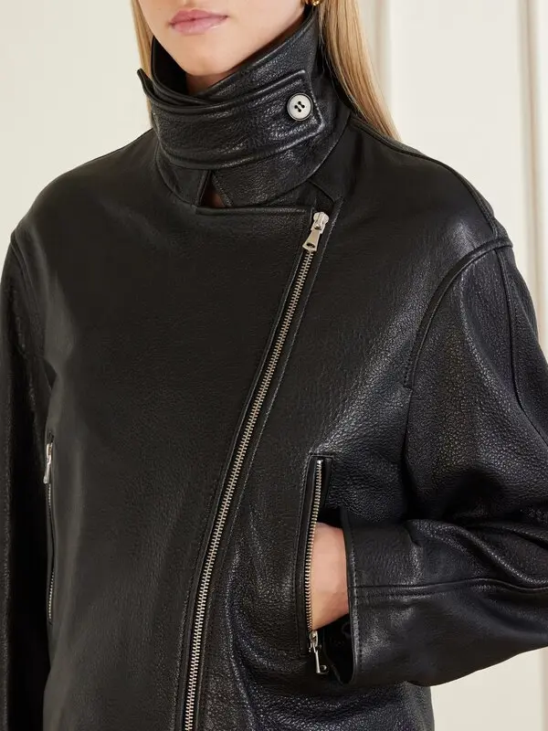 Nour Hammour Varda Full-grain Leather Biker Jacket