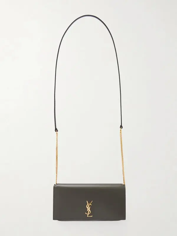 Saint Laurent Cassandre Strap Leather Phone Case - Green