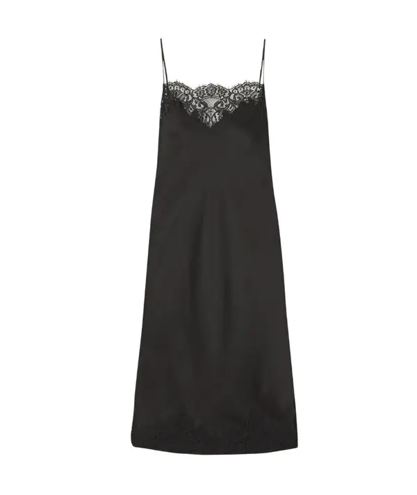 Stella McCartney Lace-trimmed Satin Midi Slip Dress - Black