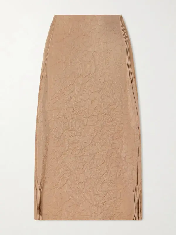 Tory Burch Crinkled Satin Midi Skirt