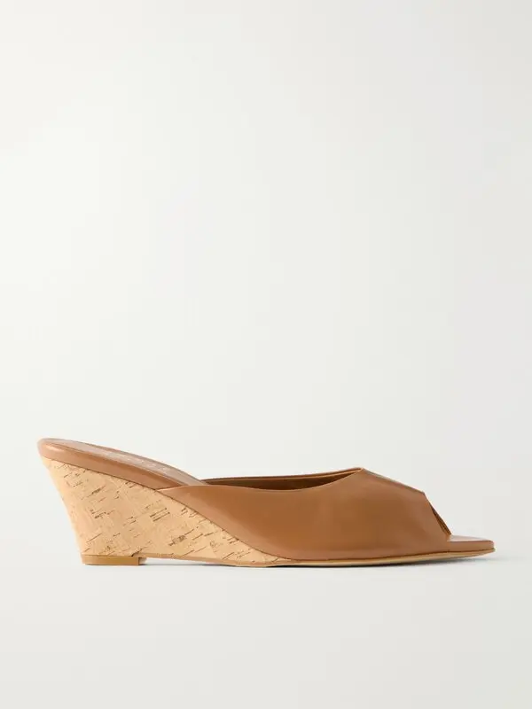 JAMIE HALLER Leather Wedge Platform Sandals - Brown