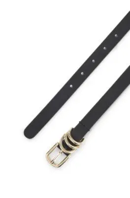 Hugo Italian Leather Belt With Gold-tone Hardware