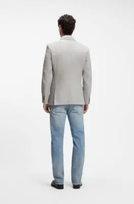 BOSS Slim-fit Blazer In A Patterned Virgin Wool Blend