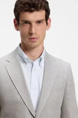 BOSS Slim-fit Blazer In A Patterned Virgin Wool Blend