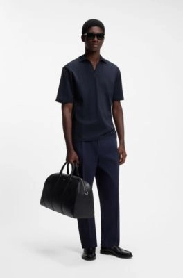 Hugo Relaxed-fit Polo In Breathable Cotton - Dark Blue