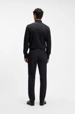 BOSS Slim-fit Cotton Shirt With Mini Monogram Jacquard