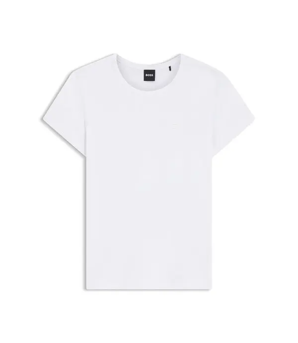 BOSS Slim-fit T-shirt In Cotton-silk Blend With Embroidered Logo - White