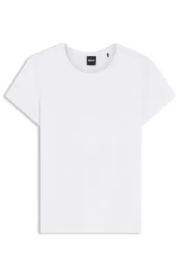 BOSS Slim-fit T-shirt In Cotton-silk Blend With Embroidered Logo - White
