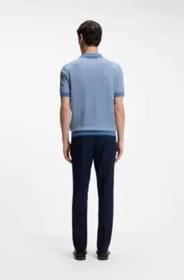 BOSS Cotton-silk Knit Polo With Geometric Pattern