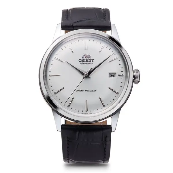ORIENT WATCHES Orient Bambino Automatic Watch With Dial And Black Leather Strap - Silver