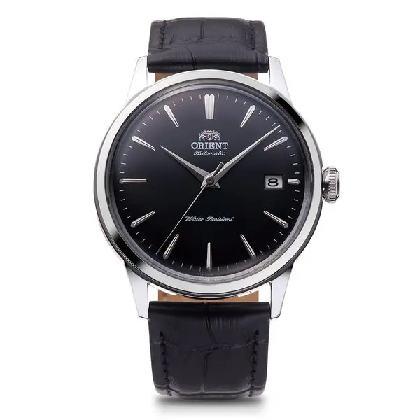 ORIENT WATCHES Orient Bambino Automatic Stainless Steel Dress Watch With Leather Strap - Black