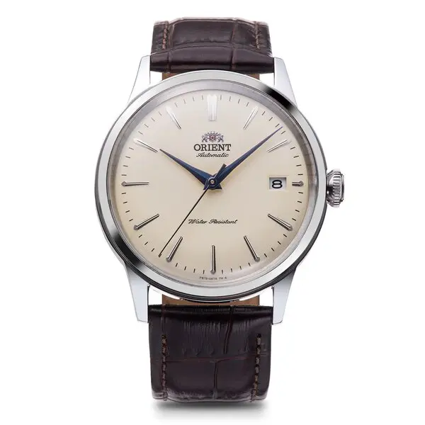 ORIENT WATCHES Orient Automatic Stainless Steel Case Brown Leather Strap Watch - Black/brown/white