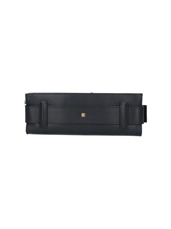 Balmain Anthem Clutch With Gold Buckle - Black