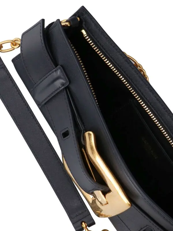 Balmain Anthem Clutch With Gold Buckle - Black