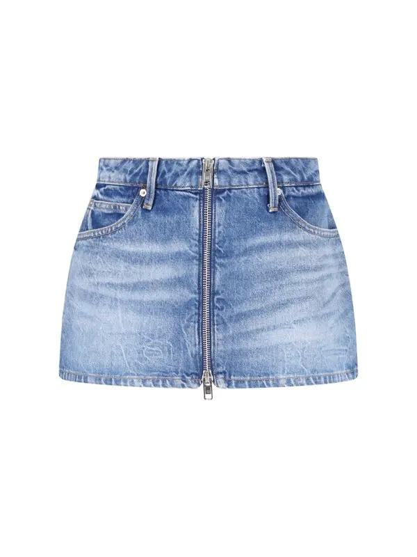 Alexander Wang Denim Mini Zip Skirt