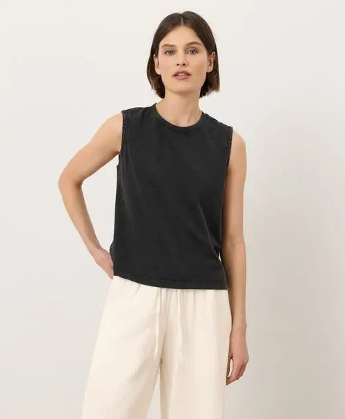 PACT Organic Cotton Vintage Jersey Relaxed Tank - Washed Black