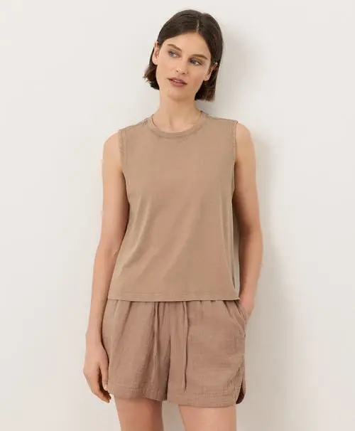 PACT Organic Cotton Vintage Jersey Relaxed Tank - Washed Driftwood Brown