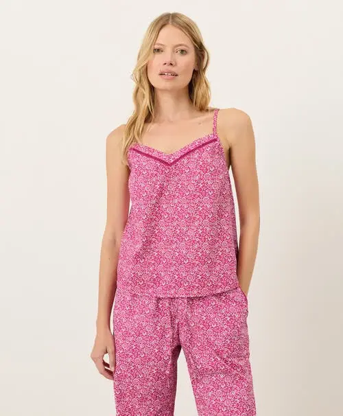 PACT Organic Cotton Breezy Sleep Cami - Block Print Pink
