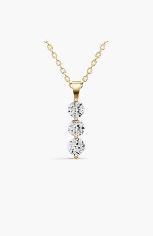 SEREIA OFFICIAL 10k Gold 2 Ct Round Lab Grown Diamond Three Stone Pendant - Yellow Gold