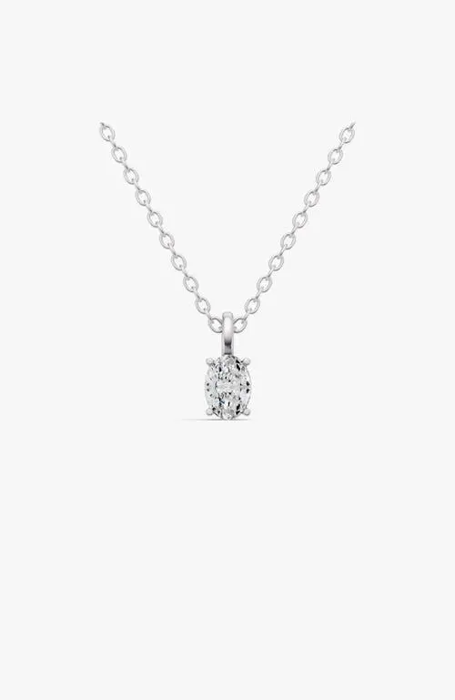 SEREIA OFFICIAL 14k 0.25 Carat Oval Cut Diamond Solitaire Pendant Necklace - White Gold